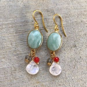 Handcrafted | Jewelry | New Sundance Charm 8k Gold Plated Moonstone Amazonite Ruby Labradorite ...